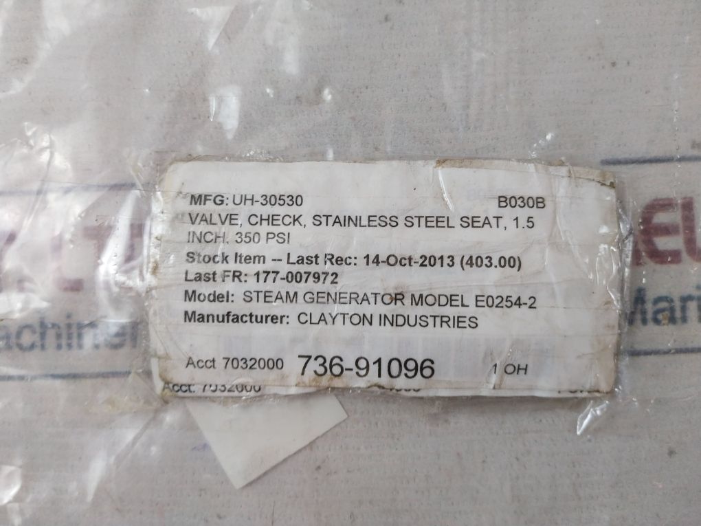 Clayton 1000 Wog Stainless Steel Seat Check Valve 1.5 Inch 350 Psi ...