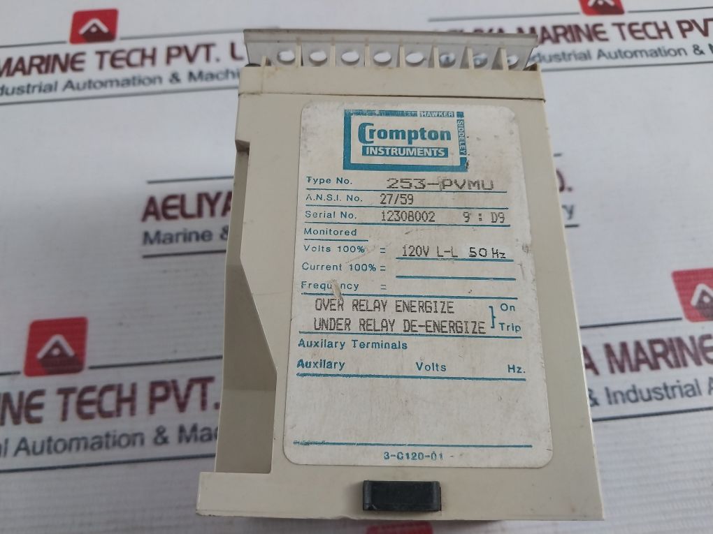 Crompton Instruments 253-pvmu Protector Voltage Trip Relay 5A 50/60Hz ...