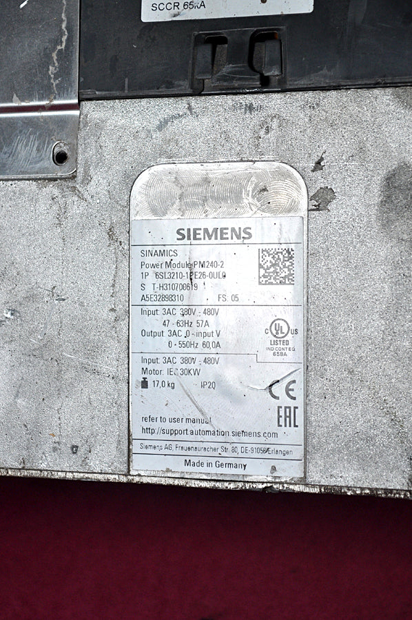 Siemens sinamics pm240-2 power module 1p 6sl3210-1pe26-ould – Aeliya ...
