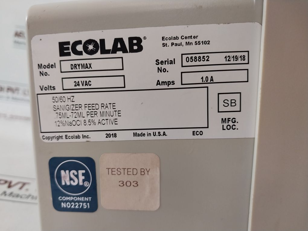 Ecolab Vanguard Dry Max Control Box – Aeliya Marine Tech