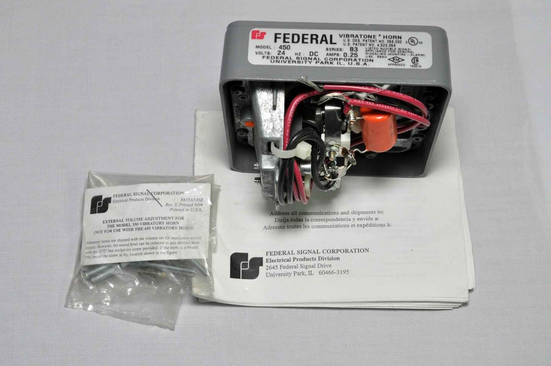 Federal signal 450 vibratone horn – Aeliya Marine Tech