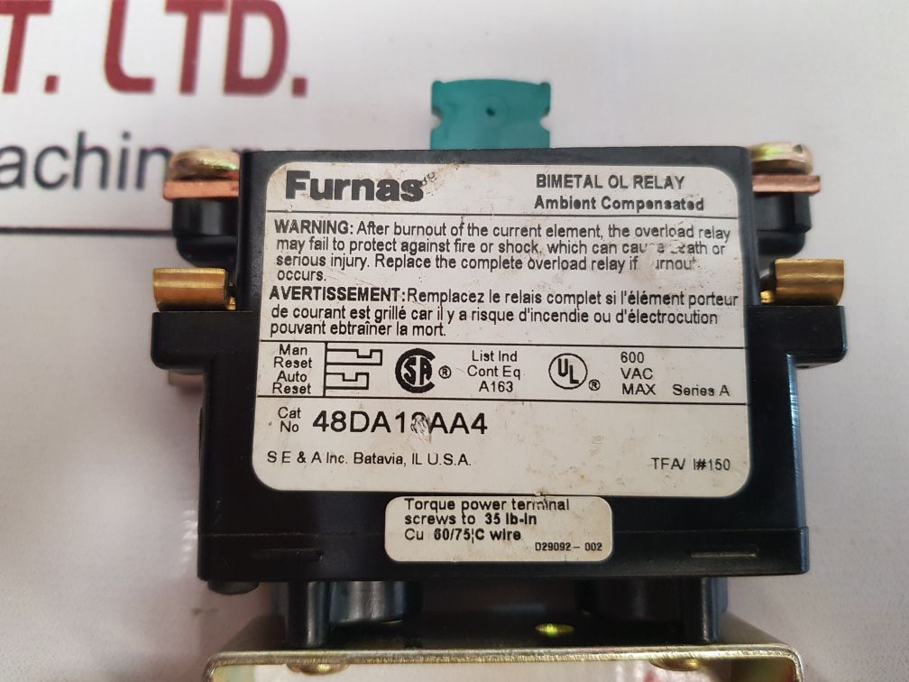 Furnas 48Da18Aa4 Overload Relay – Aeliya Marine Tech