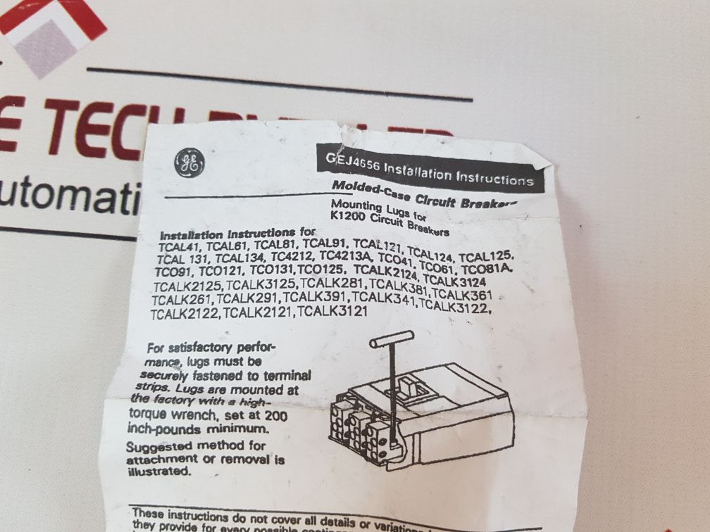 General Electric Tcal125 Mounting Lugs For K1200 Circuit Breaker ...