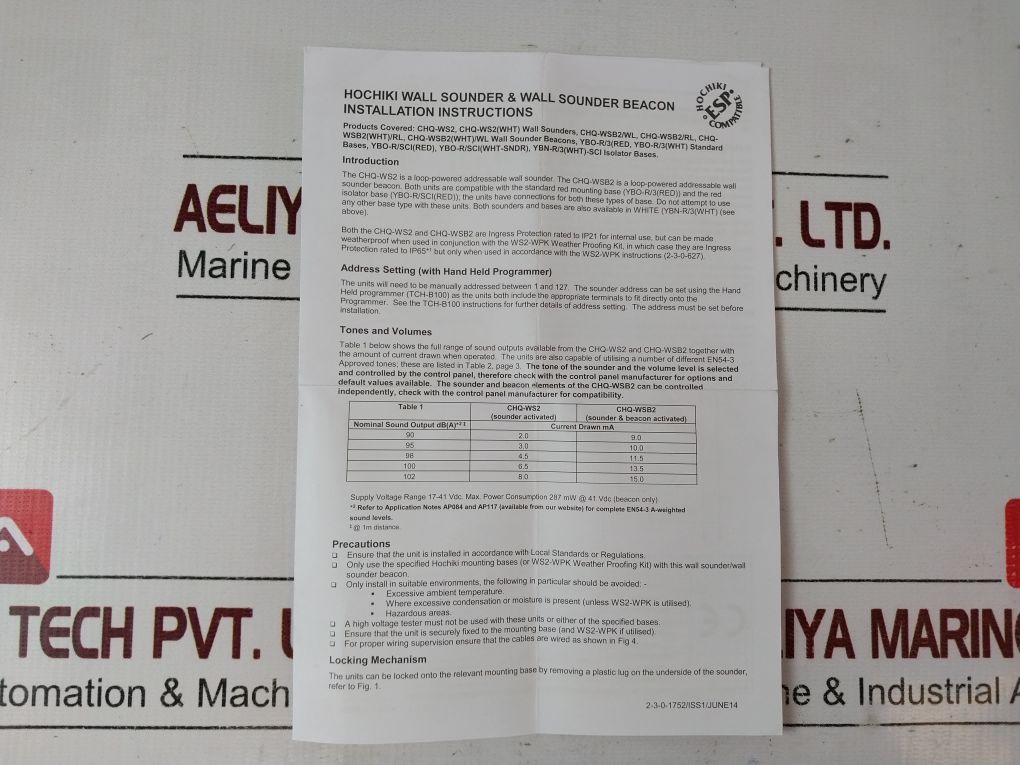 Hochiki Europe Chq-ws2 Analogue Wall Sounder – Aeliya Marine Tech