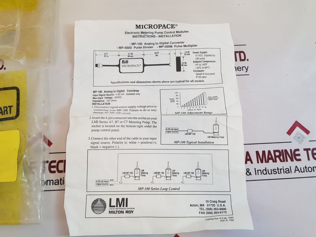 Lmi Milton Roy Control Unit With Mp-100 A/D Converter Set – Aeliya Marine Tech