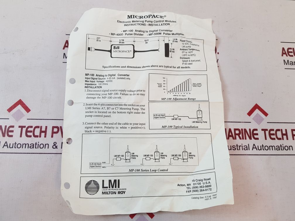 Lmi Milton Roy Mp-100 A/D Converter – Aeliya Marine Tech