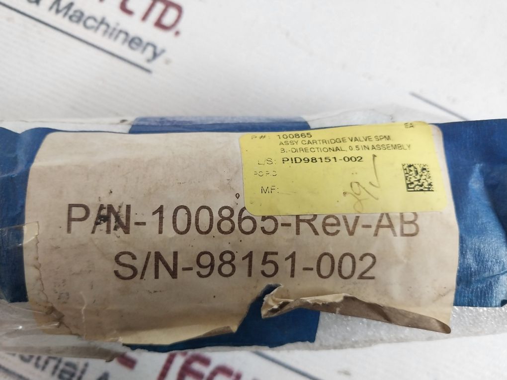 Oceaneering 100865 Assy Cartridge Valve – Aeliya Marine Tech