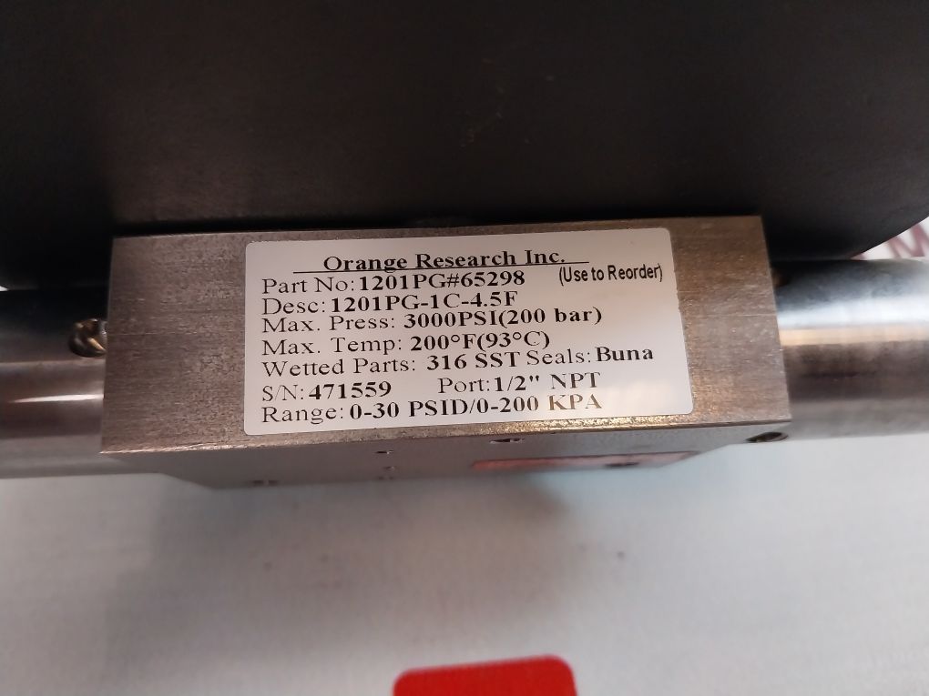 Orange Research 1201Pg-1C-4.5F Differential Pressure Instrument 3000 ...