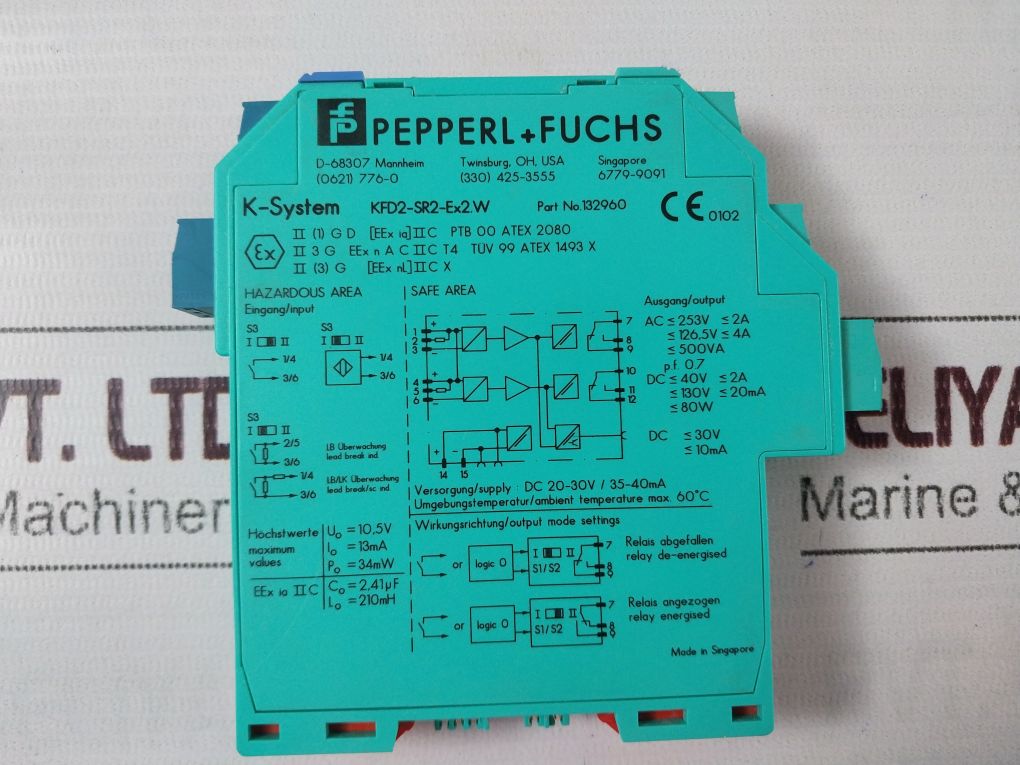 Pepperl & Fuchs Kfd2-sr2-ex2.W K-system Switch Amplifier Output Module 132960 – Aeliya Marine Tech