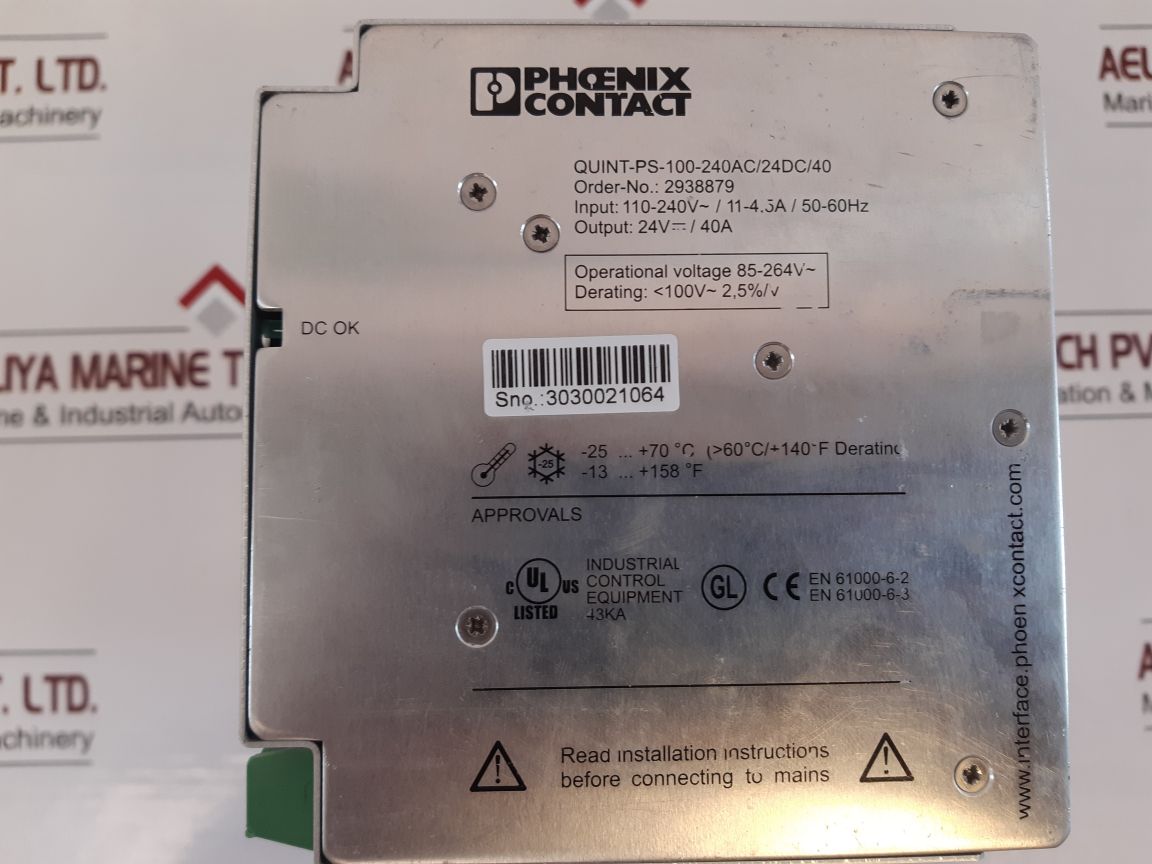 Phoenix Contact Quint-ps-100-240Ac/24Dc/40 Power Supply – Aeliya Marine ...