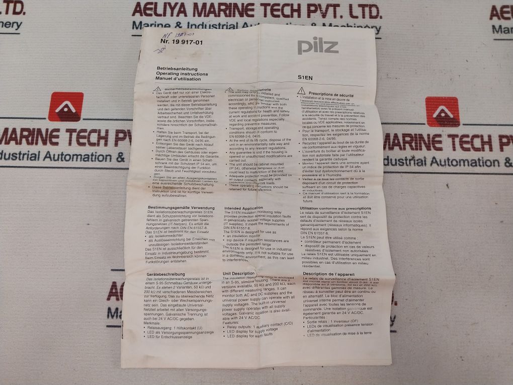 Pilz S1En 50Kohm 24-240Vac/Dc Safety Relay 884100 – Aeliya Marine Tech