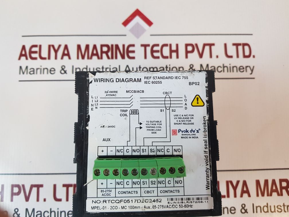 Prok Dv’s Mpel 01 Earth Leakage Relay – Aeliya Marine Tech®