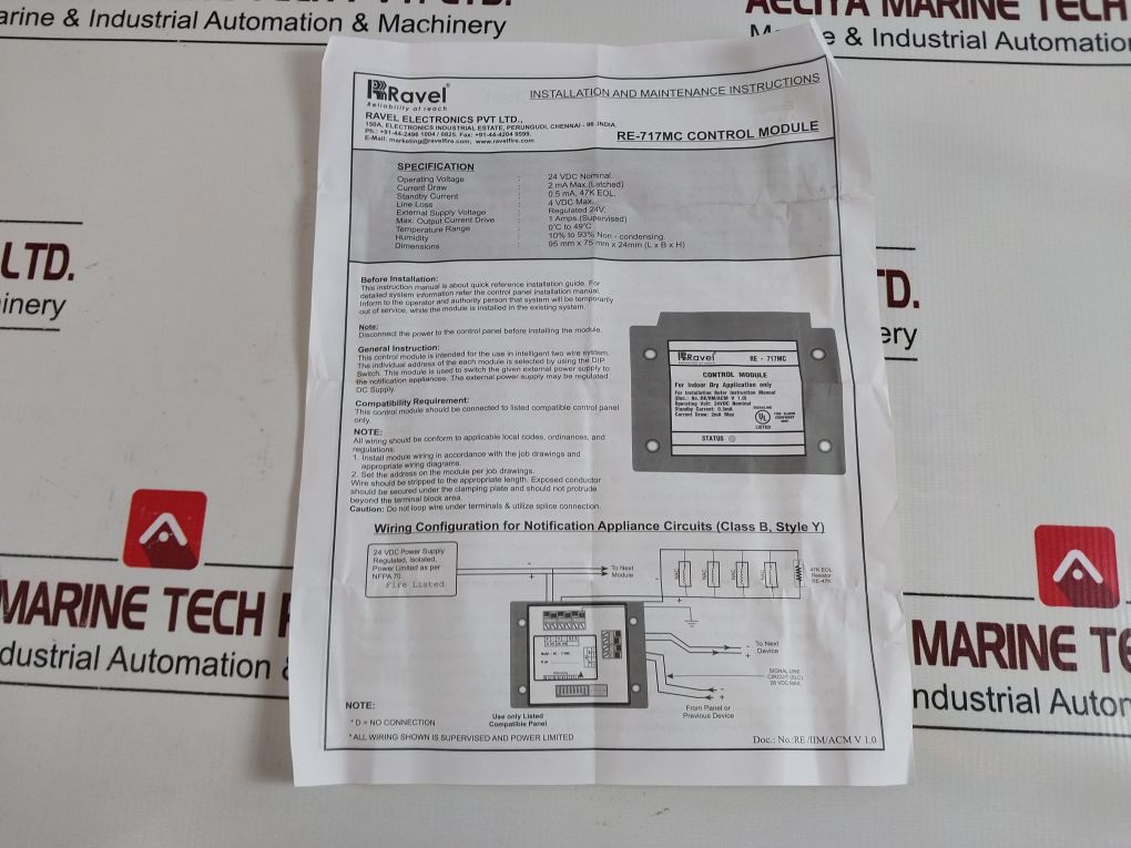 Ravel Re-717Mc Addressable Control Module – Aeliya Marine Tech