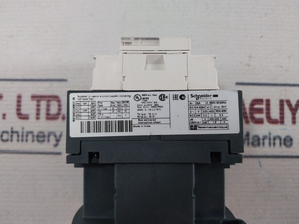 Schneider Electric Lc1D09 Contactor 48V 50/60Hz – Aeliya Marine Tech
