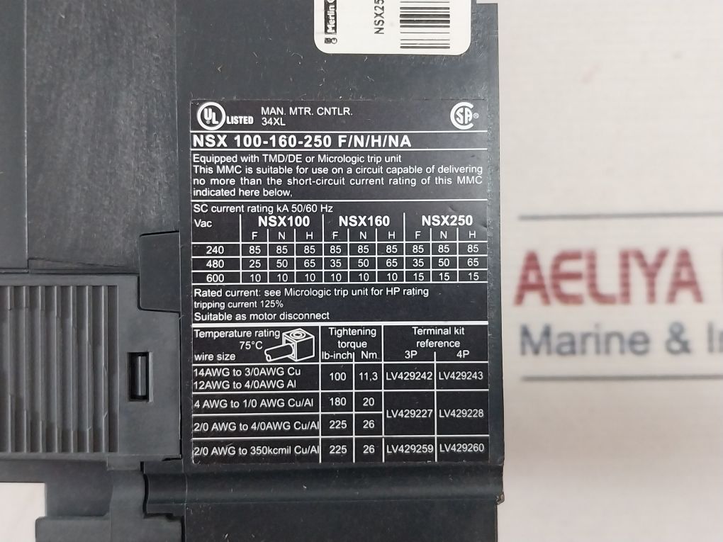Schneider Electric Nsx 250H Circuit Breaker 250A – Aeliya Marine Tech