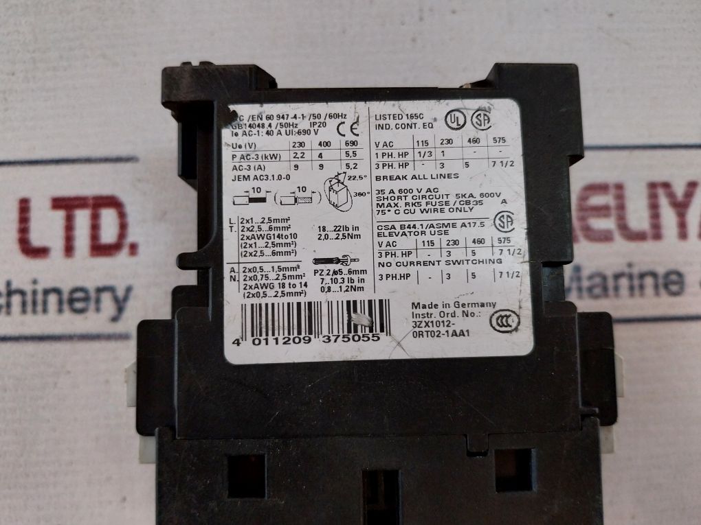 Siemens 3Rt1023-1B..0 Contactor Dc 24V – Aeliya Marine Tech
