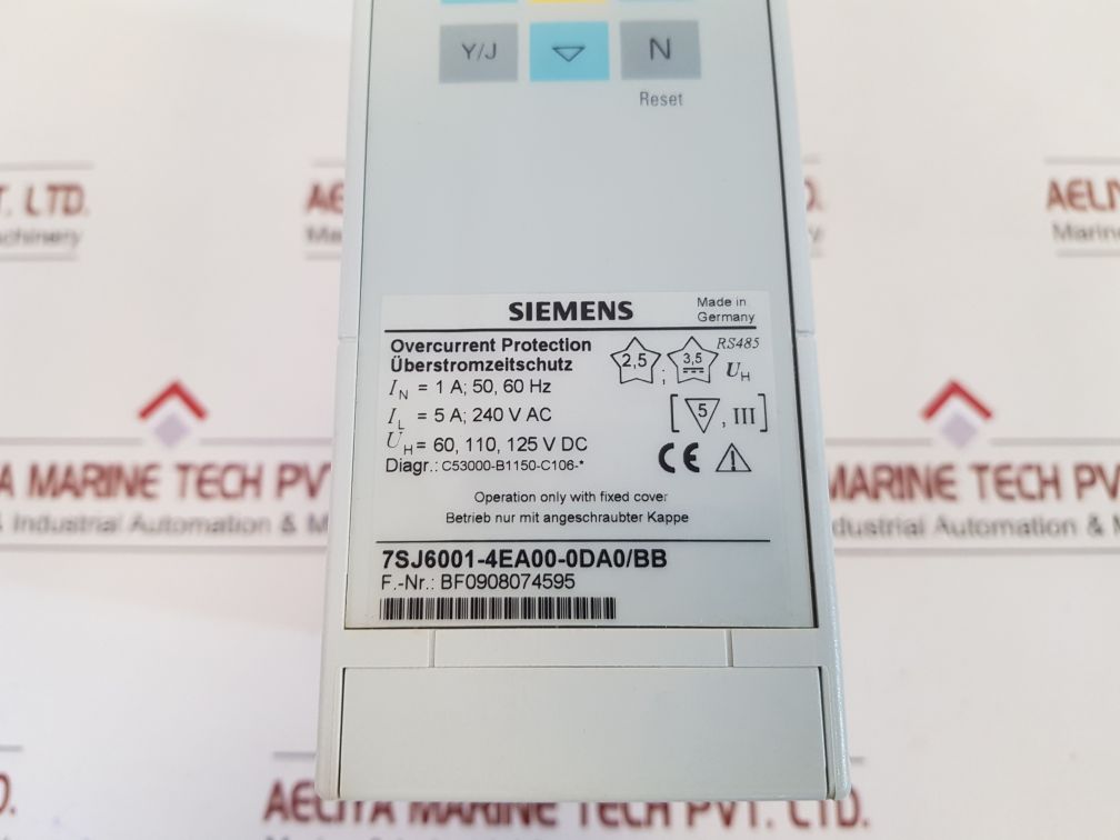 Siemens 7Sj6001-4Ea00-0Da0/Bb Numerical Overcurrent Protection Relay ...
