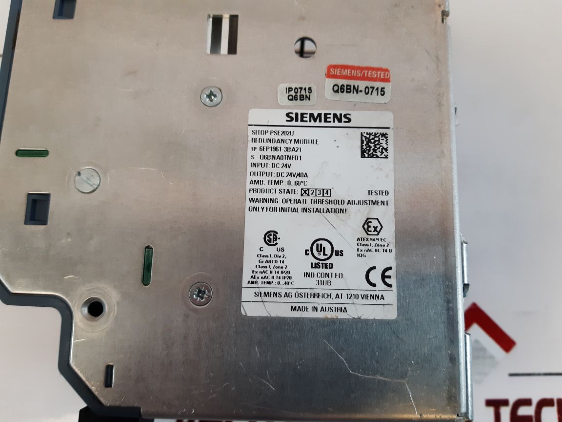 Siemens Sitop Pse202U 6Ep1961-3Ba21 Redundancy Module – Aeliya Marine Tech®