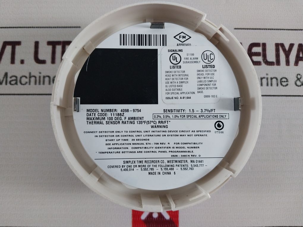 Simplex 4098-9754 Fire Alarm, Photoelectric Smoke Detector, Thermal ...