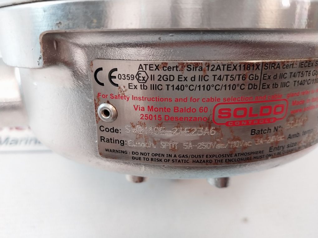 Soldo Controls Sw0140E-2Te23A6 Limit Switch Box Ip68 – Aeliya Marine Tech®