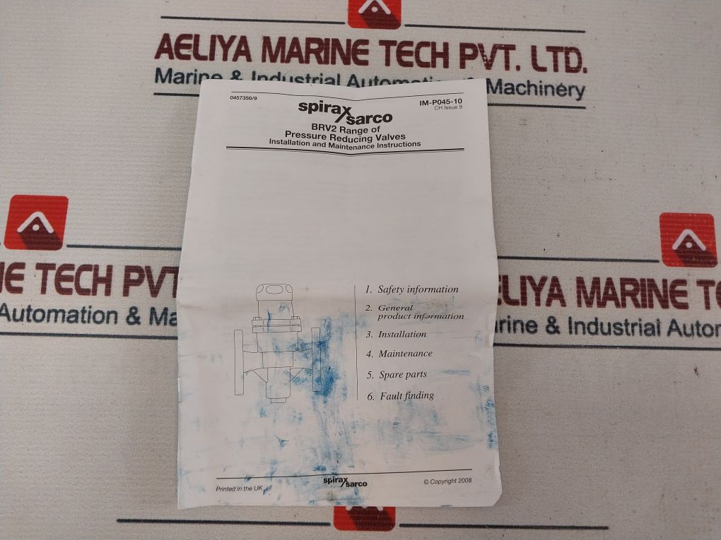 Spirax Sarco Brv2S Pressure Reducing Valve – Aeliya Marine Tech