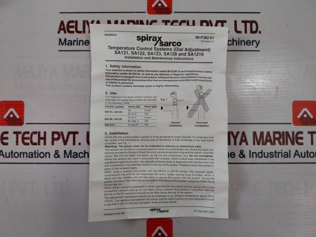 Spirax Sarco Sa 128 Dial Adjustment Temperature Control Systems ...