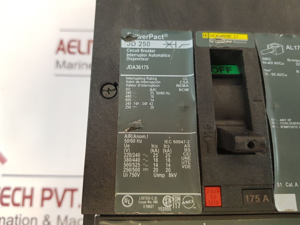 Square D Powerpact Jd 250 Jda36175 Circuit Breaker – Aeliya Marine Tech