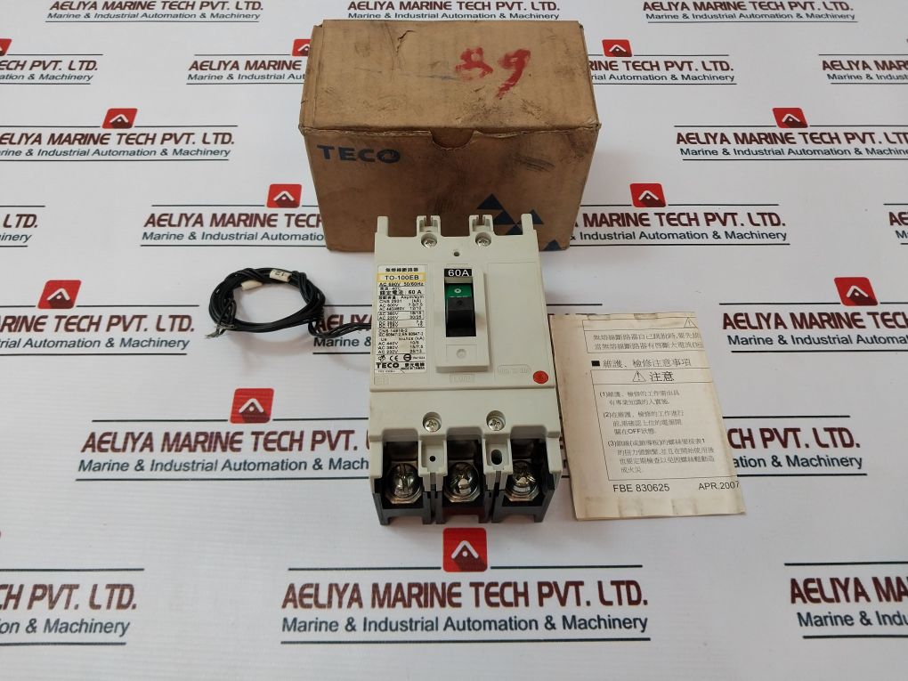 Teco To-100Eb 3 Pole No Fuse Circuit Breaker Temp 40°C Ac 690V 50/60Hz ...