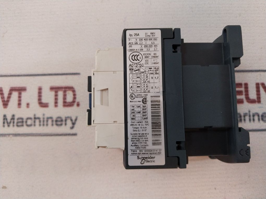 Telemecanique Lc1D09 Contactor 230V 50/60Hz 6Kv – Aeliya Marine Tech