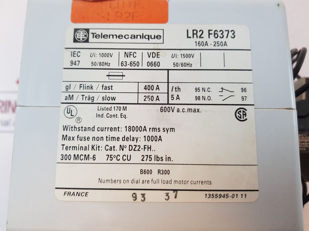Telemecanique Lr2 F6373 Overload Protection Module – Aeliya Marine Tech