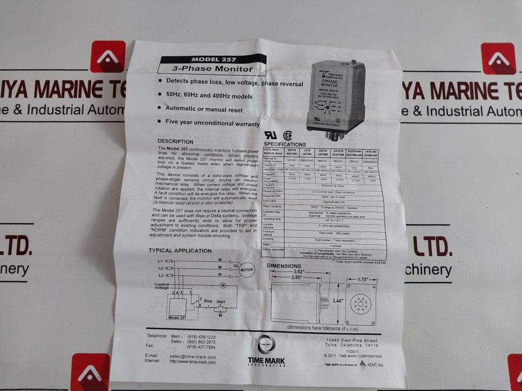 Time Mark A257B 3-phase Monitor – Aeliya Marine Tech