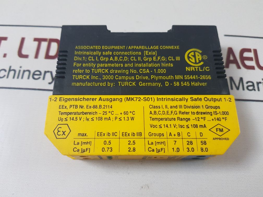 Turck Mk72-s01-ex/24Vdc Multi Modul Switching Amplifier – Aeliya Marine ...