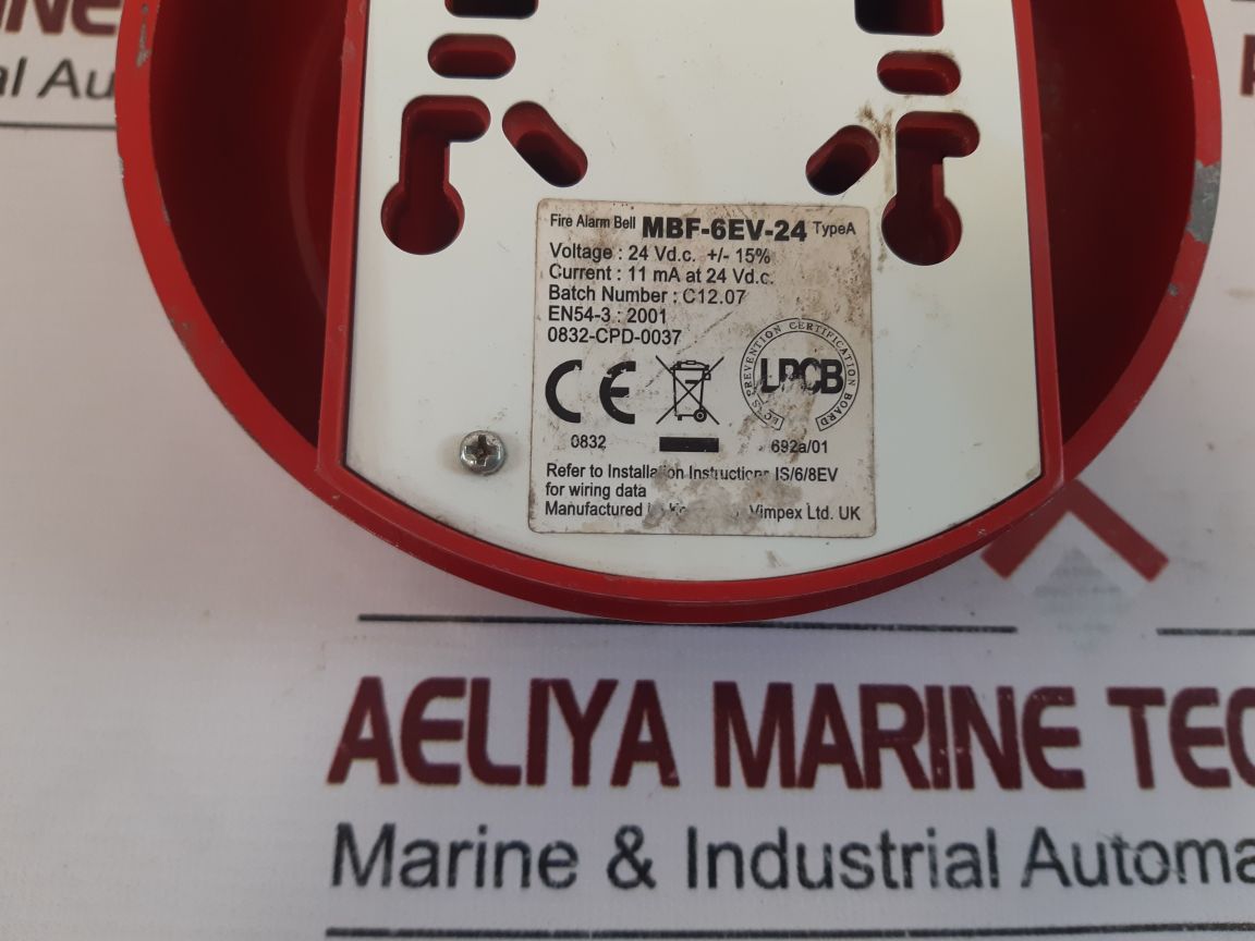 Vimpex Mbf-6Ev-24 Fire Alarm Bell – Aeliya Marine Tech