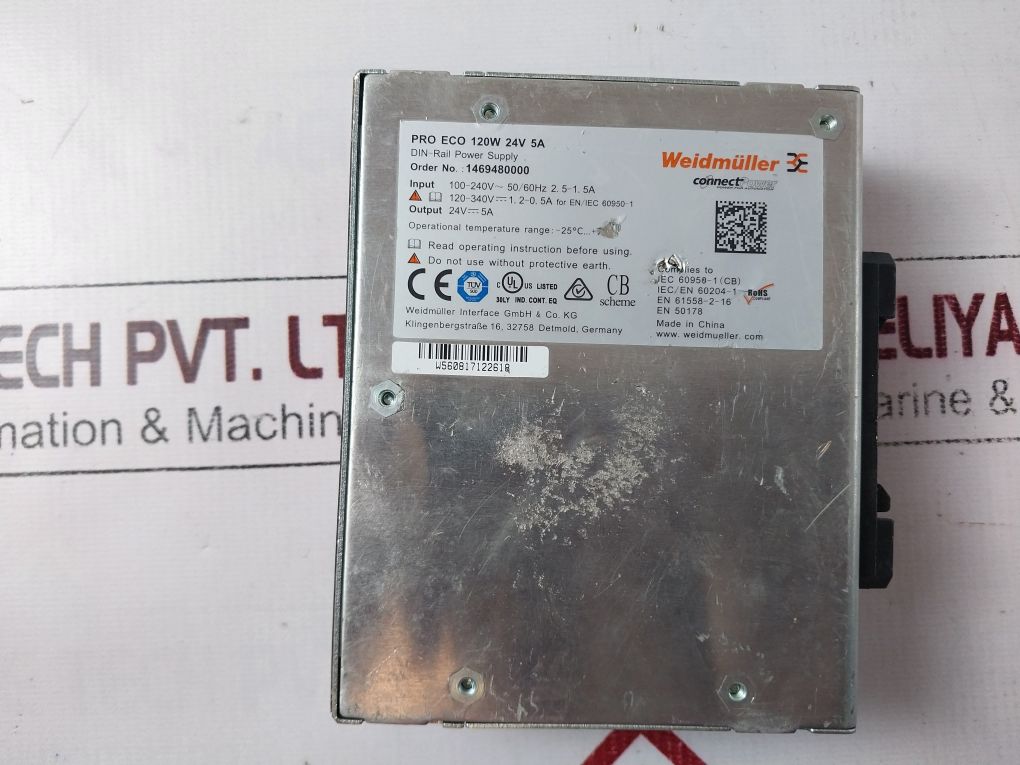 Weidmuller Pro Eco 120W 24V 5A Din-rail Power Supply 1469480000 ...