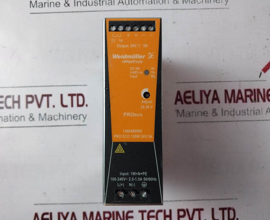 Weidmuller Pro Eco 120W 24V 5A Din-rail Power Supply 1469480000 ...