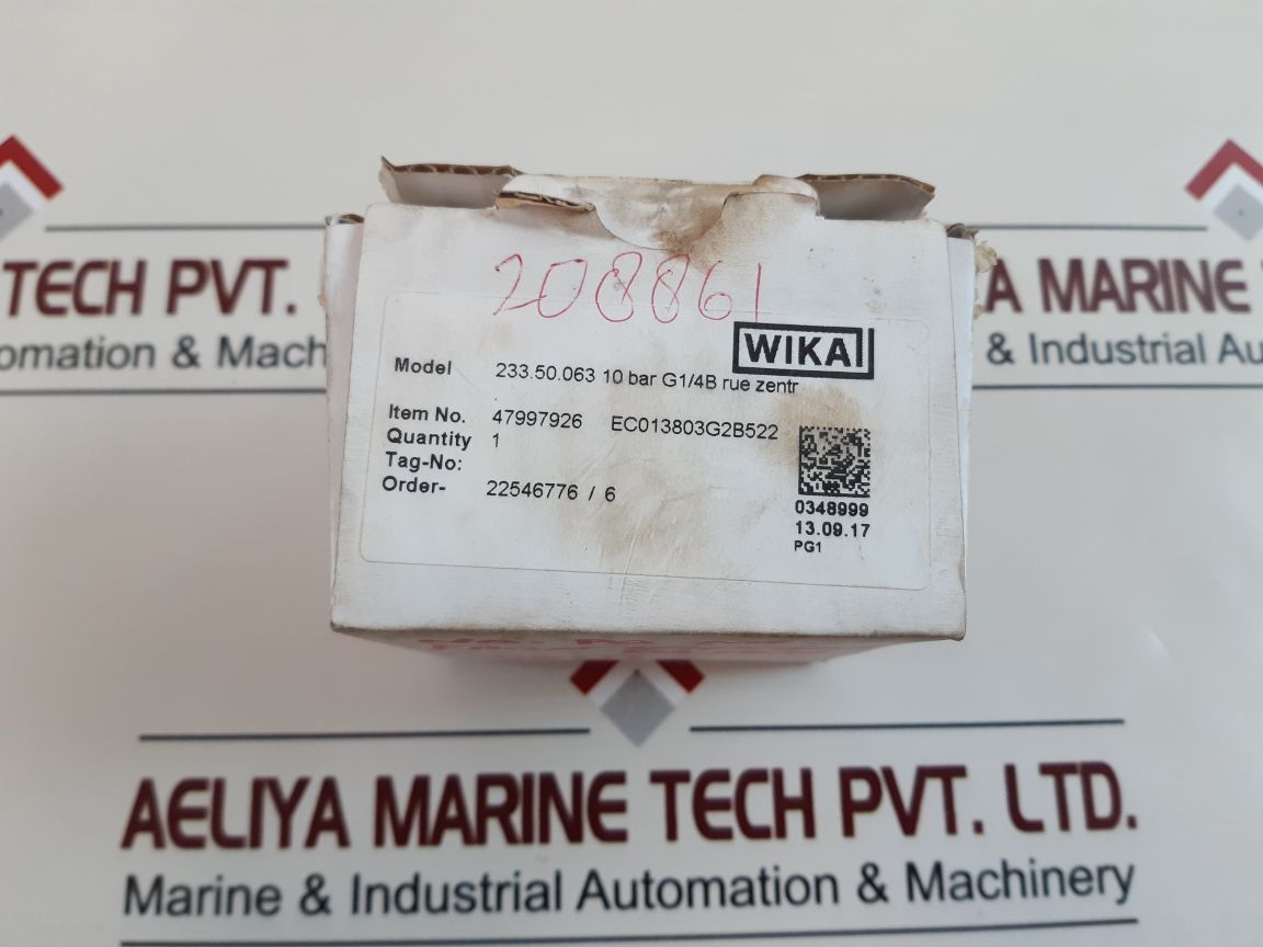 Wika En 837-1 Cl. 1.6 Pressure Gauge 0 To 10 Bar – Aeliya Marine Tech