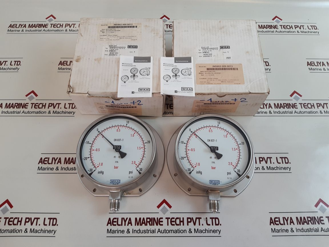 Wika En 837-1 Cl 1.0 Pressure Gauge -1.0 To 2.0 Bar Inhg -30 To 30 Psi ...