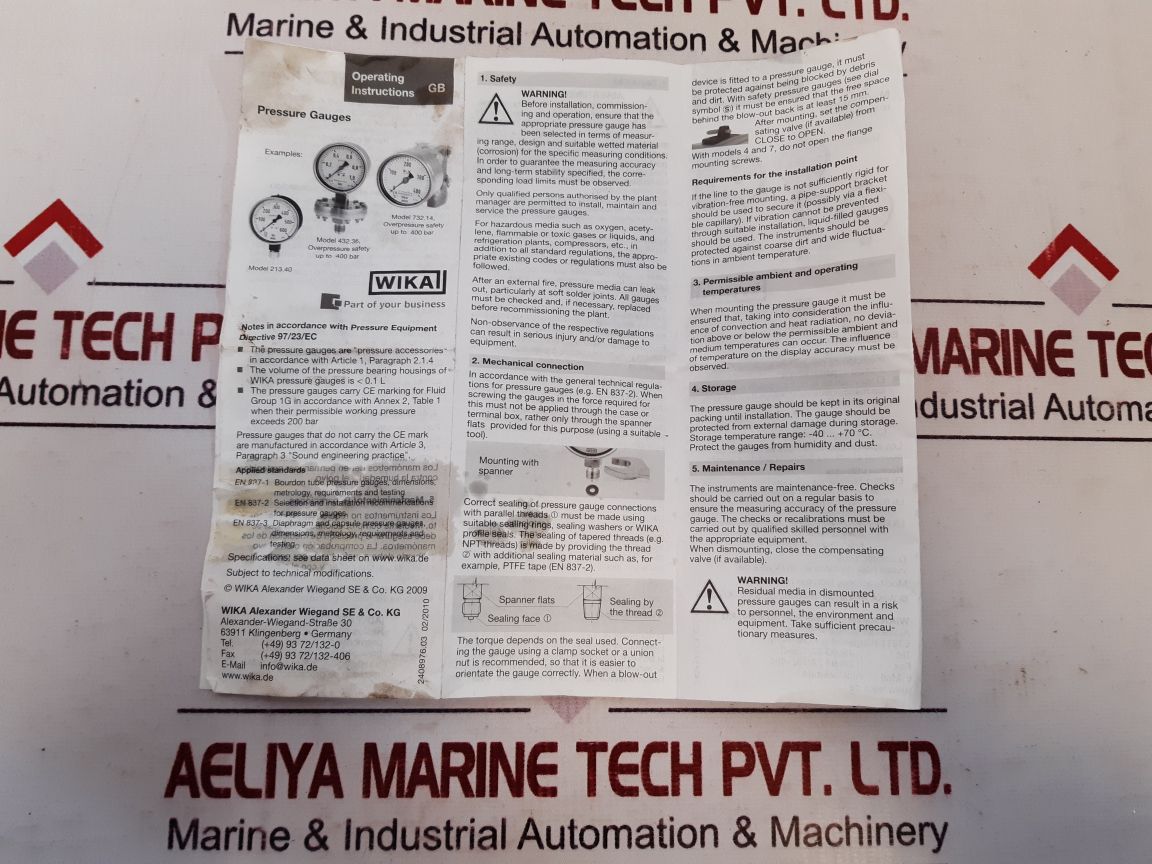 Wika En 837-3 Pressure Gauge – Aeliya Marine Tech